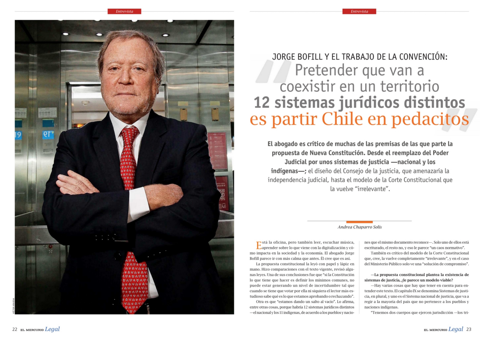 Jorge Bofill en El Mercurio Legal por propuesta de Nueva Constitución ...