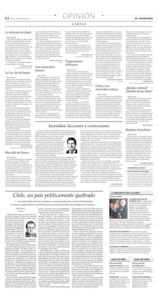 Jorge Bofill en El Mercurio respecto a la crisis política y falta de ...